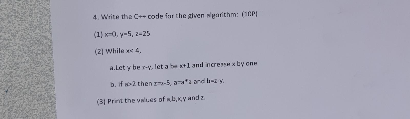 Solved 4 Write The C Code For The Given Algorithm 10p 1562