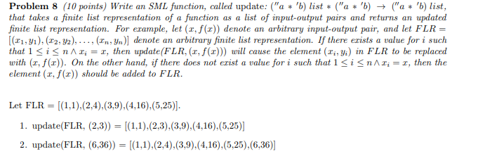 Solved Problem 8 10 Points Write An Sml Function Called