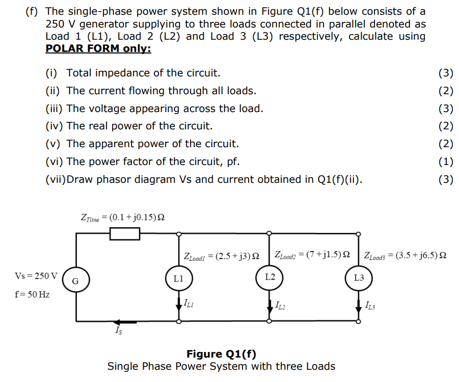 Solved (f) The single-phase power system shown in Figure | Chegg.com