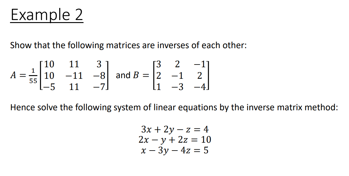 Solved Example 2 Show that the following matrices are | Chegg.com