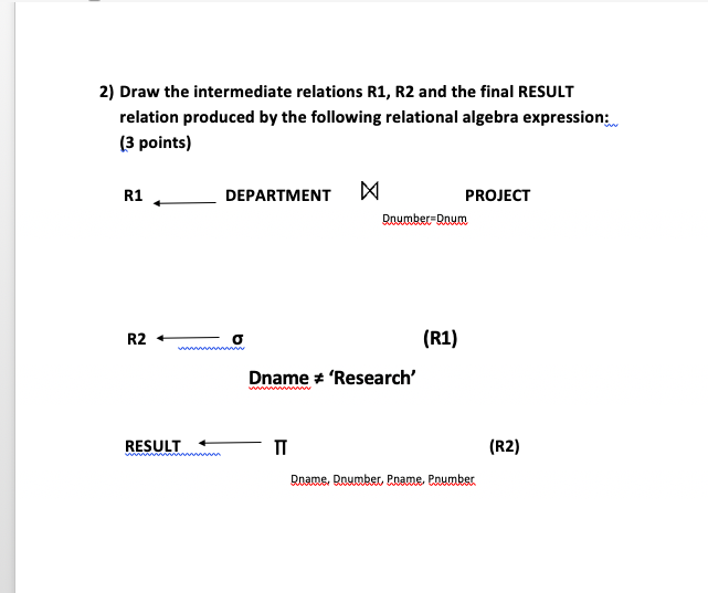 Solved 2) Draw the intermediate relations R1, R2 and the | Chegg.com