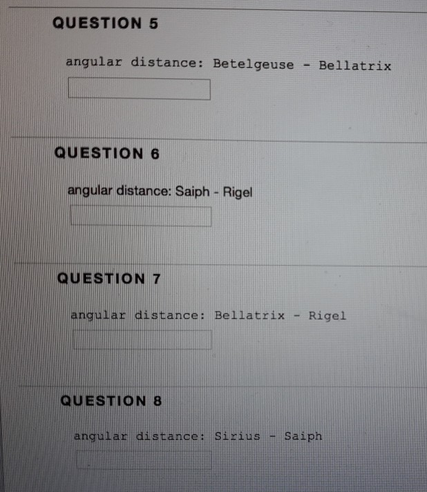 Solved QUESTION 1 angular distance: Castor- Pollux QUESTION | Chegg.com