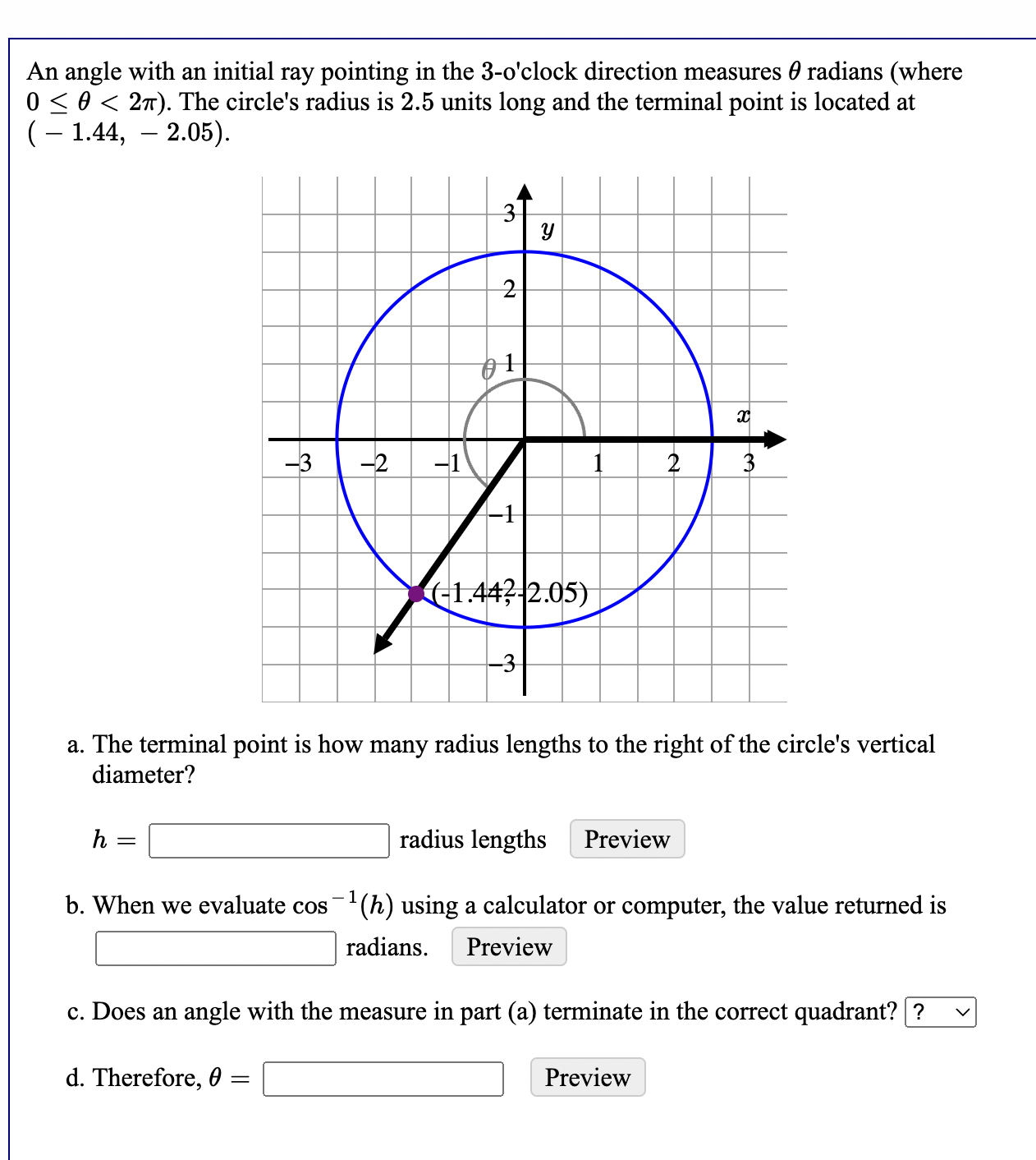 Solved An angle with an initial ray pointing in the 3 | Chegg.com