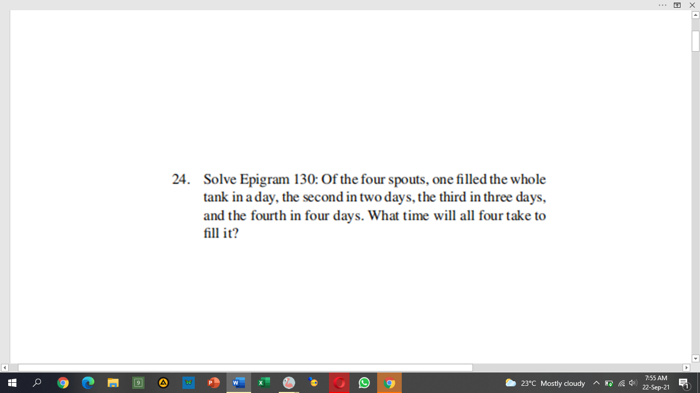 Solved T 24. Solve Epigram 130: Of the four spouts, one | Chegg.com