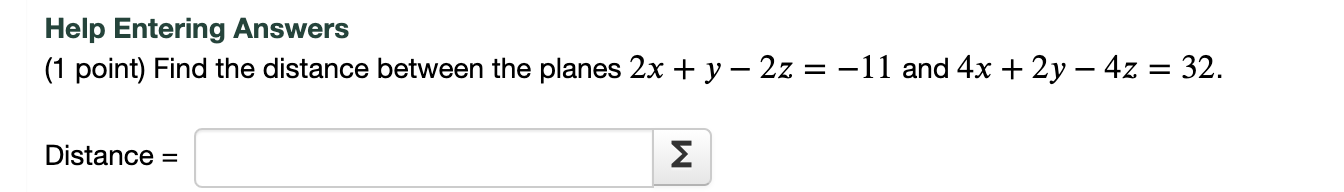 Solved Help Entering Answers (1 point) Find the distance | Chegg.com