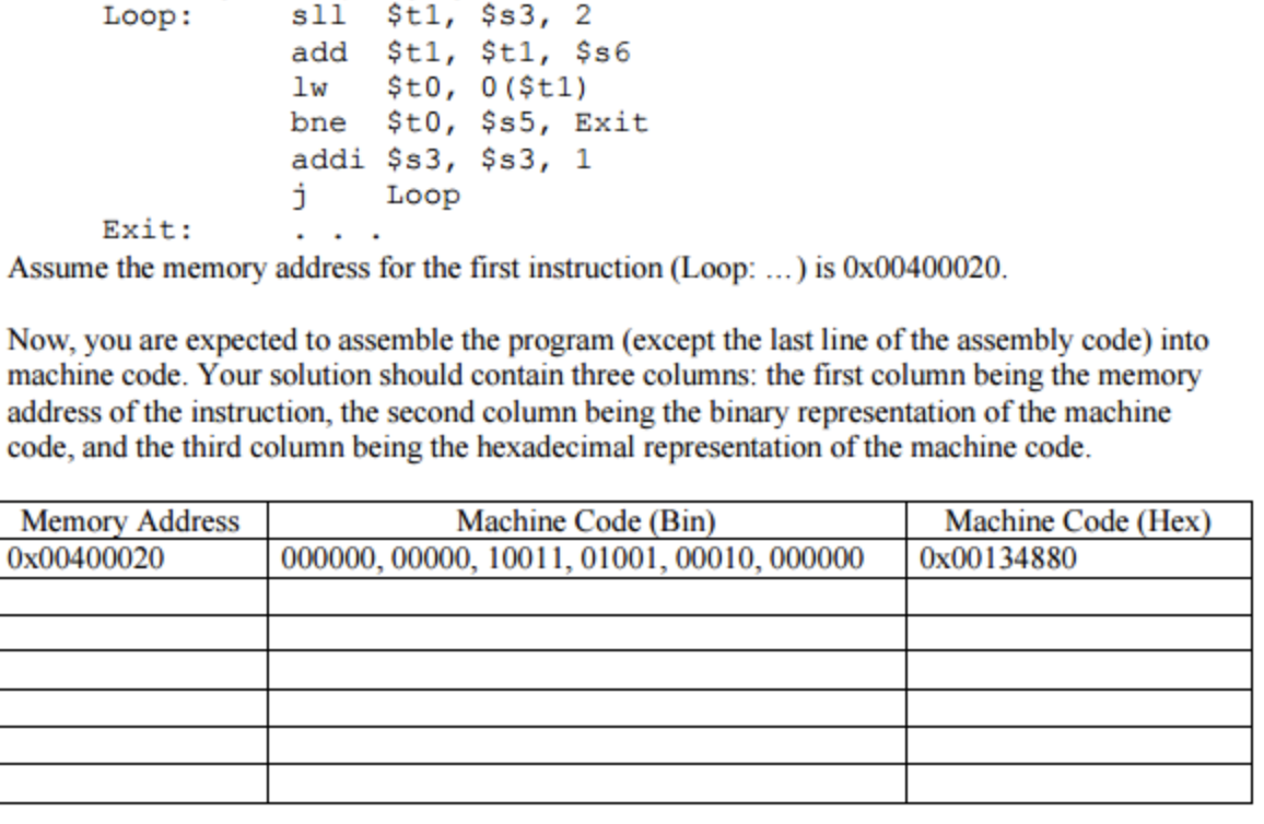 Solved Assume the memory address for the first instruction | Chegg.com