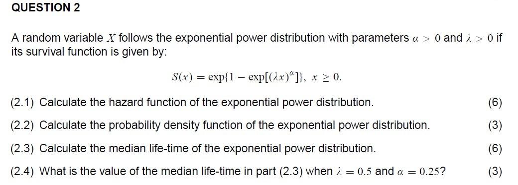 Solved Question 2 A Random Variable X Follows The 