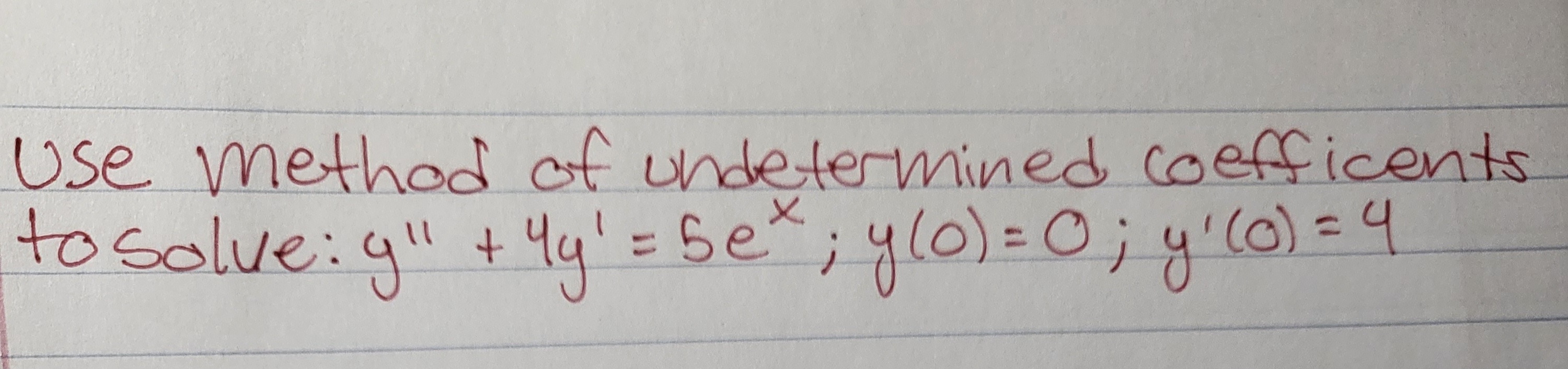 Use method of undetermined coefficents to solve: | Chegg.com