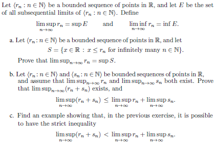 Solved Let (rrin e N) be a bounded sequence of points in R, | Chegg.com