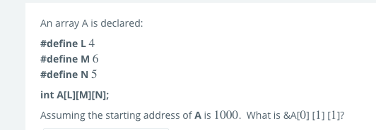 Solved An Array A Is Declared Define L4 Define M6 Define 