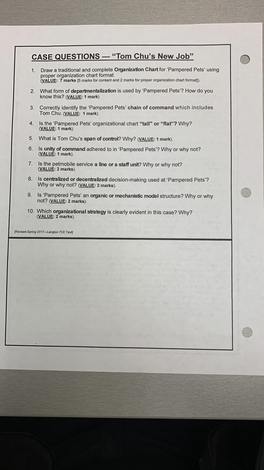 CASE ANALYSIS: "Tom Chu's New Job"* When Tom Chu went | Chegg.com