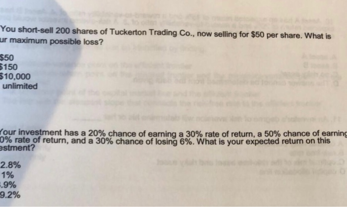 Solved You short-sell 200 shares of Tuckerton Trading Co., | Chegg.com