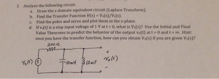 Solved Analyze the following circuit. a. Draw the s-domain | Chegg.com