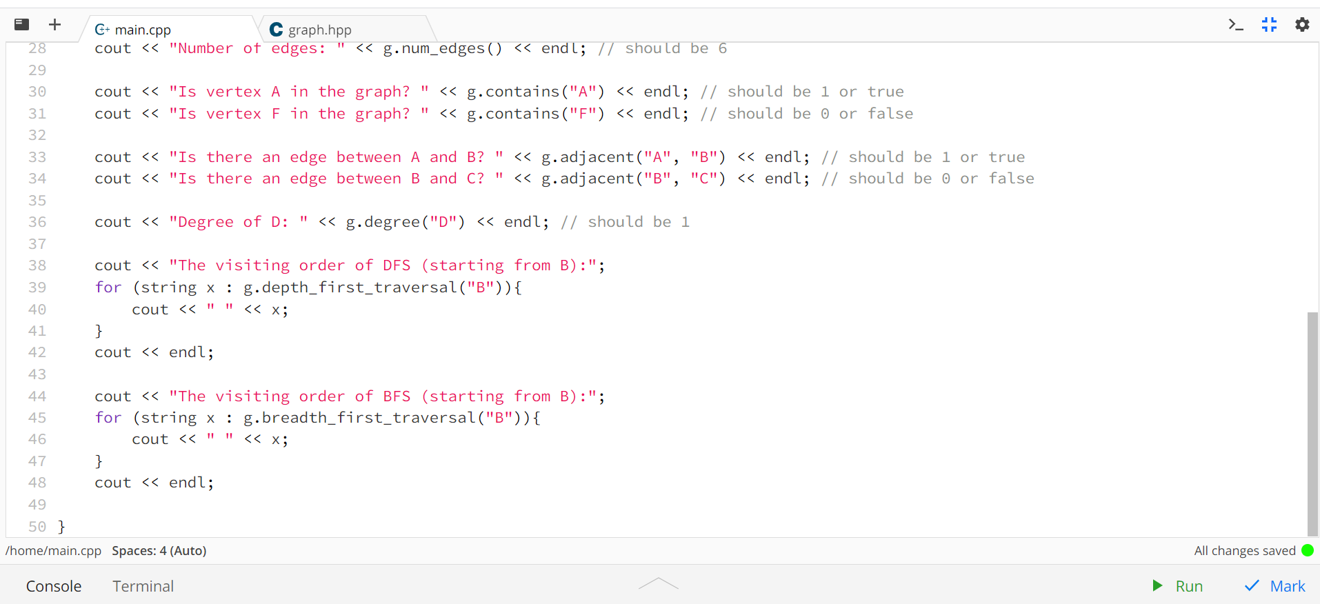 Solved main.cpp #include "graph.hpp" int main() { Graph | Chegg.com