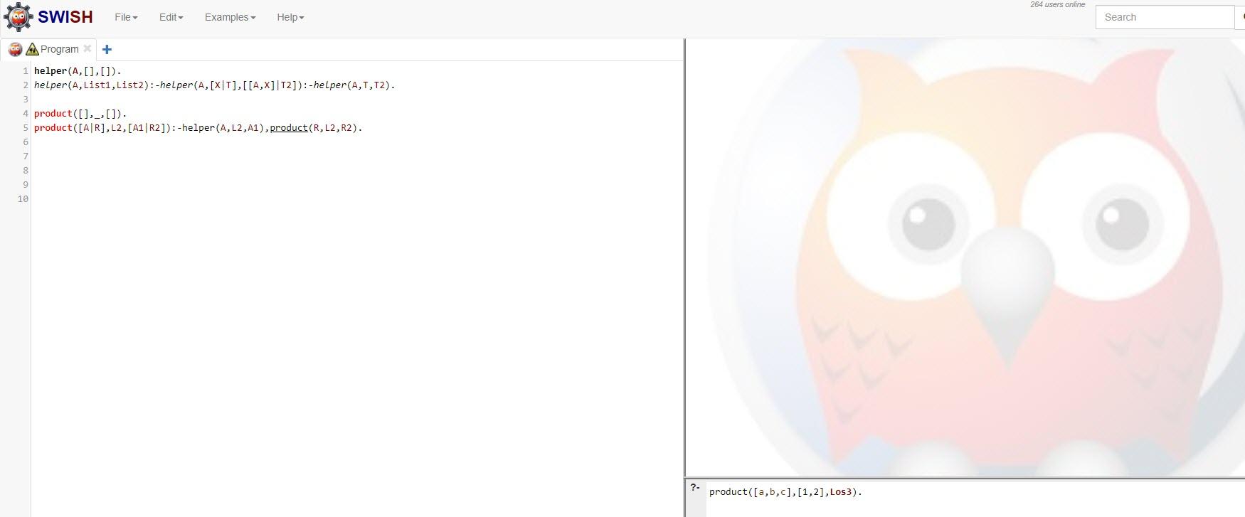 Write Prolog code for: product(Los1,Los2,Los3) | Chegg.com