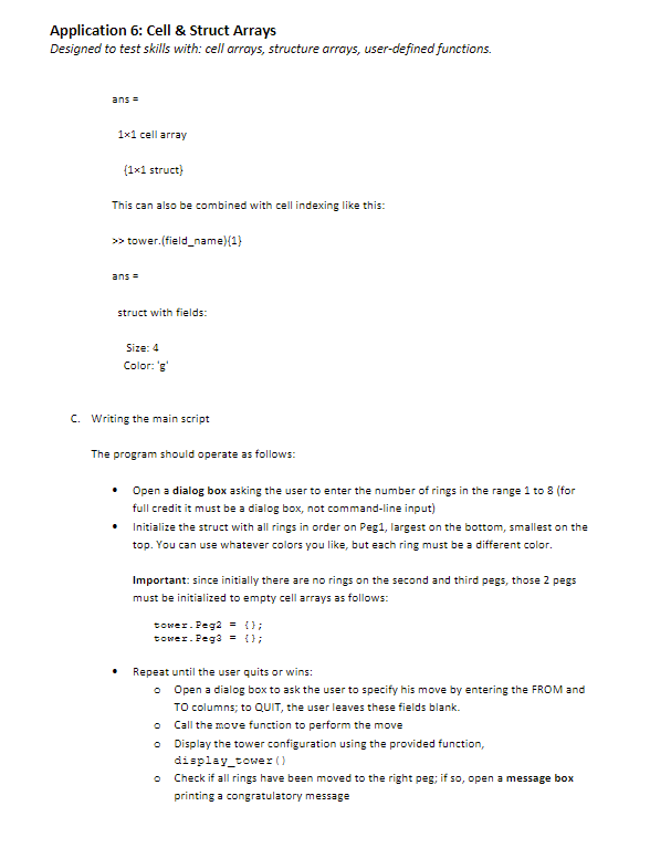Application 6: Cell & Struct Arrays Designed to test | Chegg.com