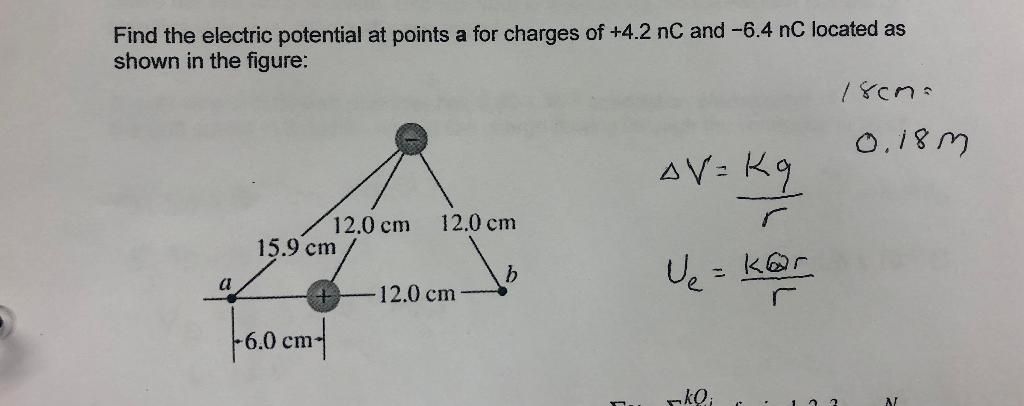 Solved Find the electric potential at points a for charges | Chegg.com