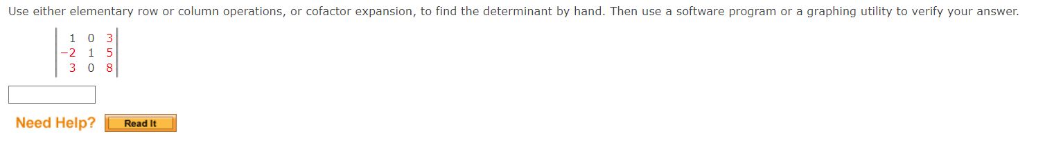 Solved Use either elementary row or column operations, or | Chegg.com