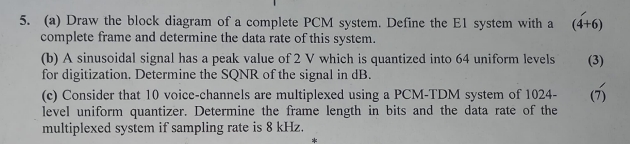 Solved (a) ﻿Draw the block diagram of a complete PCM system. | Chegg.com