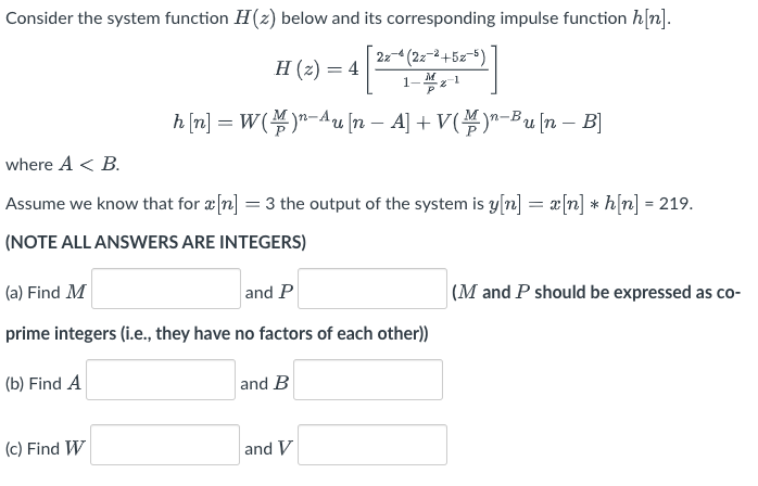 Solved Consider the system function H(z) below and its | Chegg.com