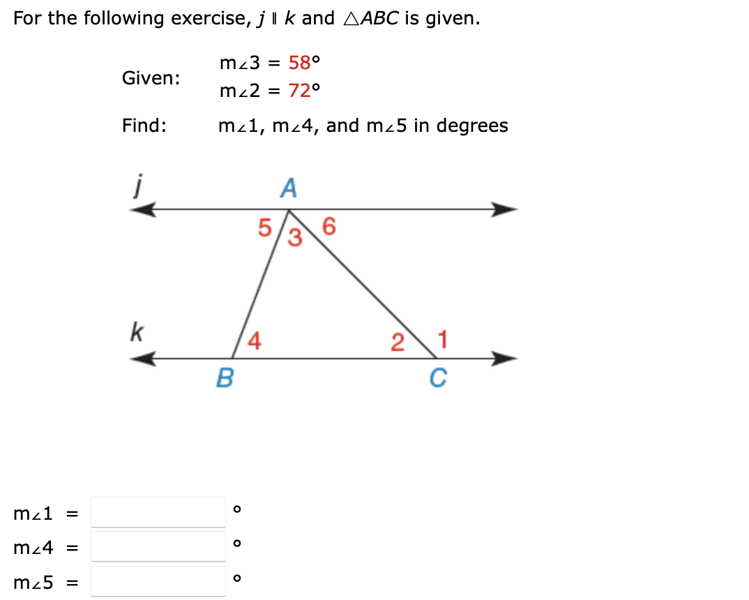 Solved For the following exercise, j||k ﻿and ????ABC ﻿is | Chegg.com