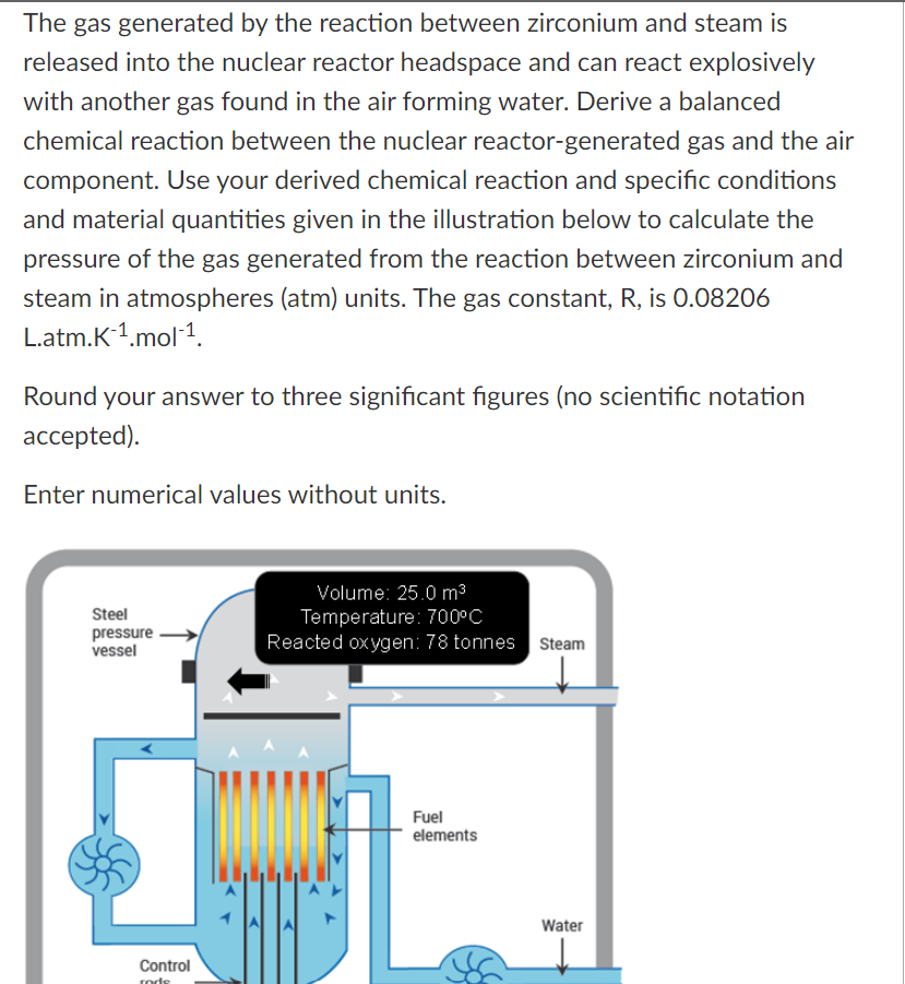 Solved The gas generated by the reaction between zirconium | Chegg.com