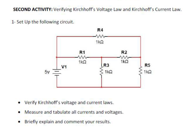 Solved SECOND ACTIVITY: Verifying Kirchhoff's Voltage Law | Chegg.com