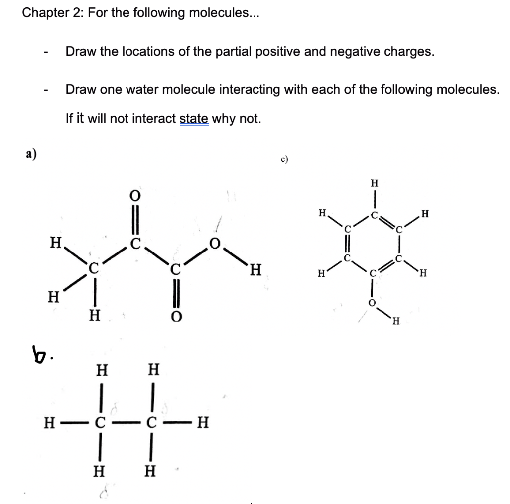 Solved Chapter 2: For the following molecules... Draw the | Chegg.com