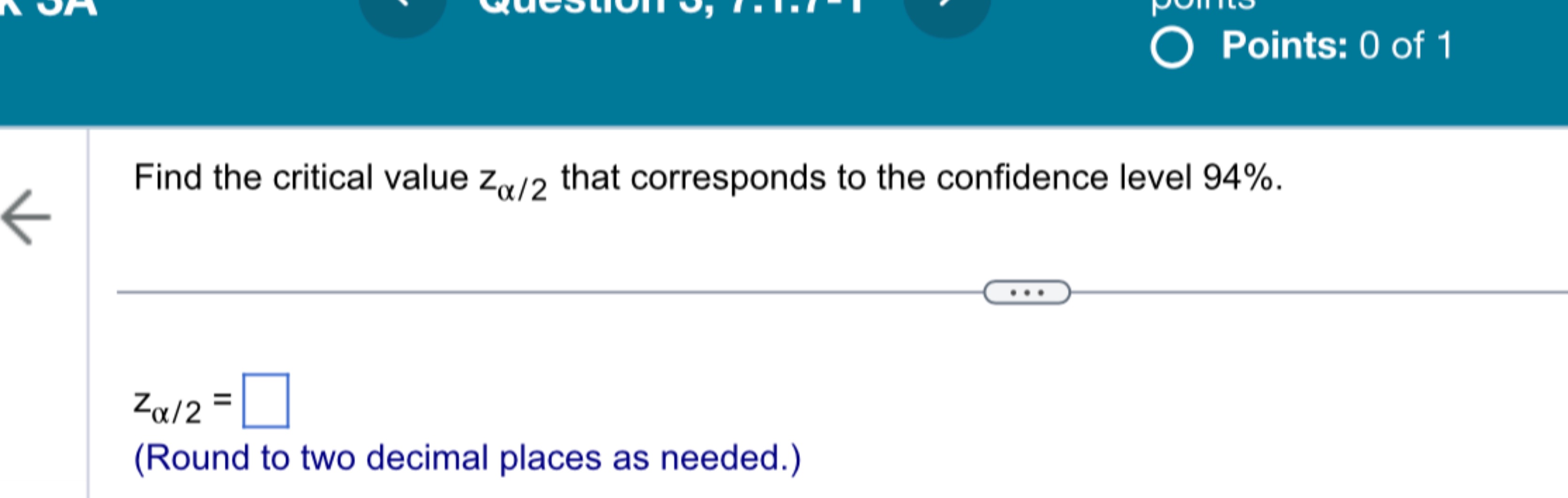 Find the critical value zα2 ﻿that corresponds to the | Chegg.com