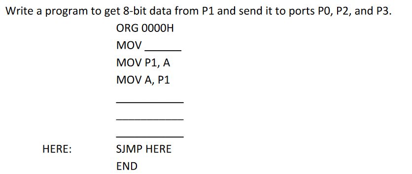 Write A Program To Get 8 Bit Data From P1 And Send It 