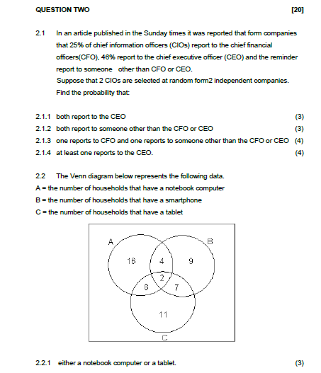 QUESTION ONE [35] The following table represents the | Chegg.com