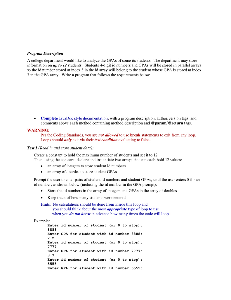 Solved Please Code Java Use Break Statements Exit Loop Loops Exit Via Test Condition 0935