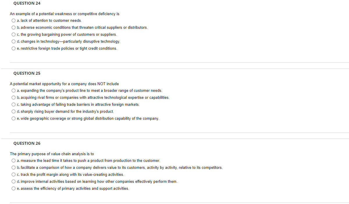 Solved QUESTION 24 An example of a potential weakness or | Chegg.com