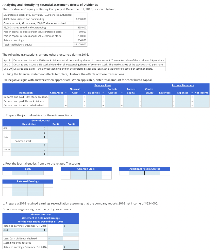 Solved Analyzing and Identifying Financial Statement Effects | Chegg.com