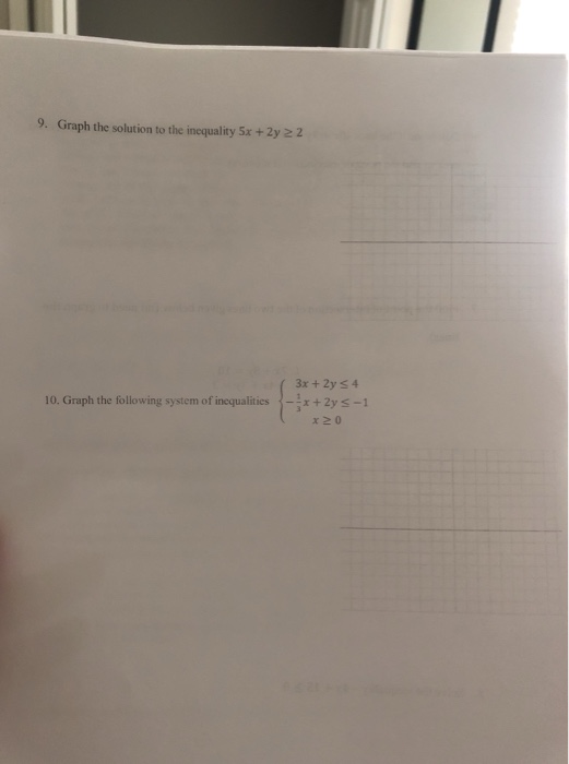 Solved 9. Graph the solution to the inequality 5x+2y 2 2 3x | Chegg.com