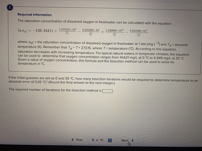 Solved Required information The saturation concentration of | Chegg.com