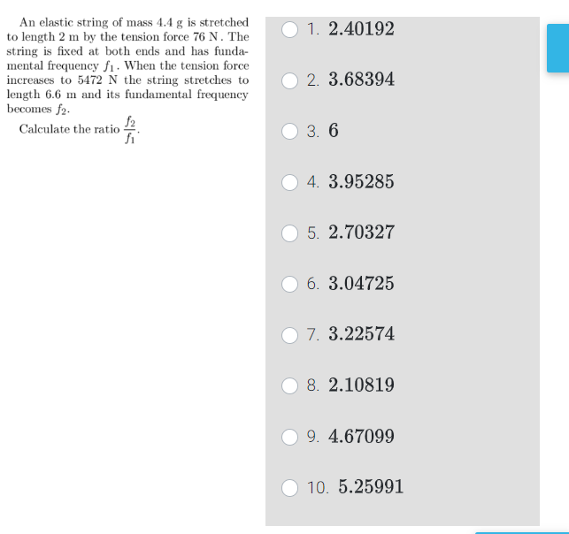 Solved An elastic string of mass 4.4 g is stretched to | Chegg.com