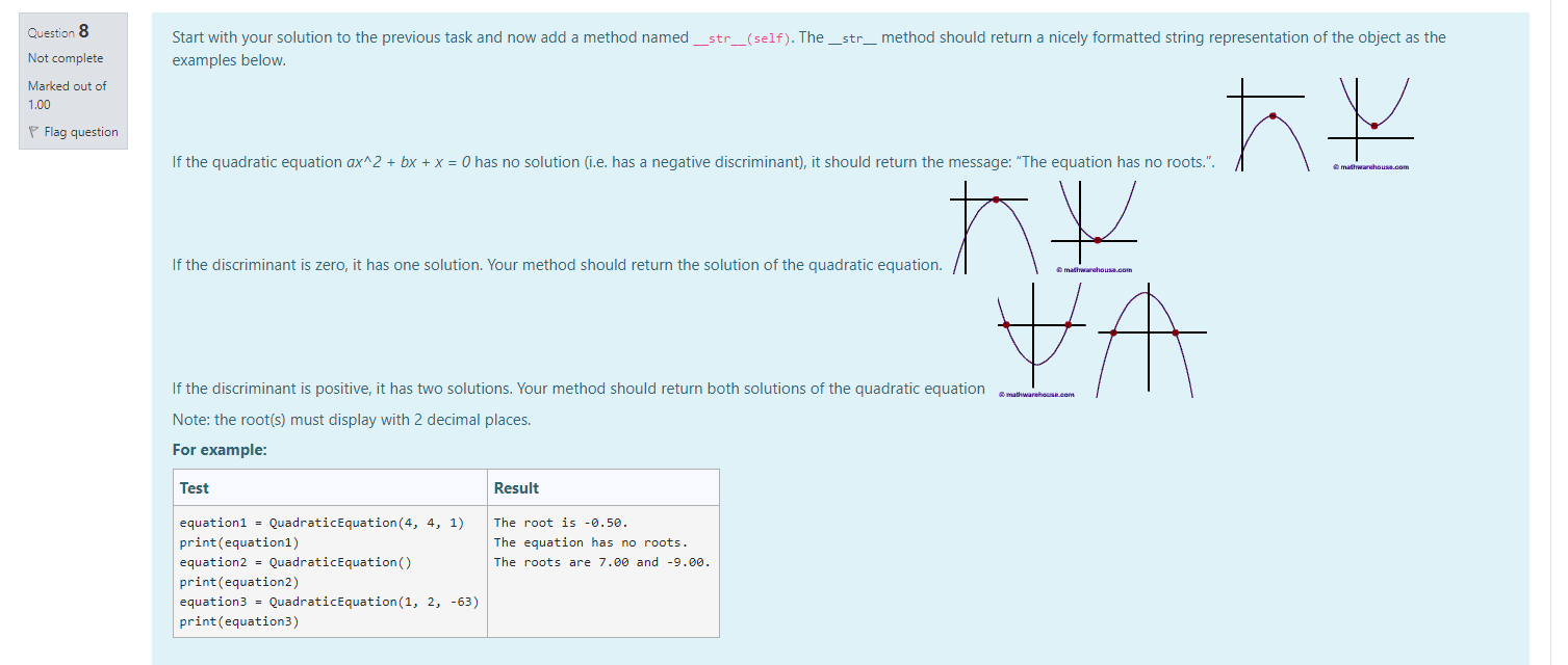 Solved Define a class named QuadraticEquation to represent a | Chegg.com