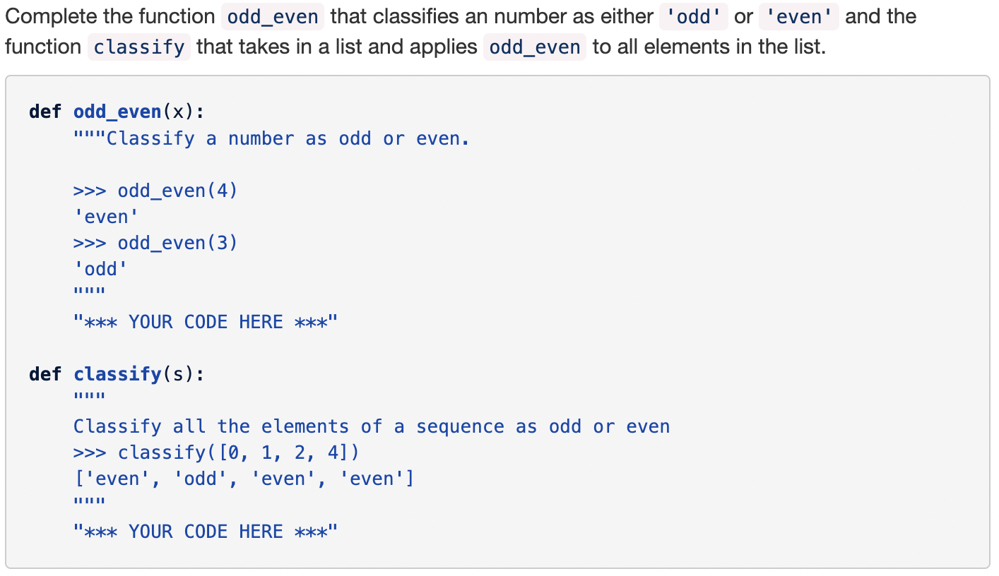Solved Complete the function odd_even that classifies an | Chegg.com