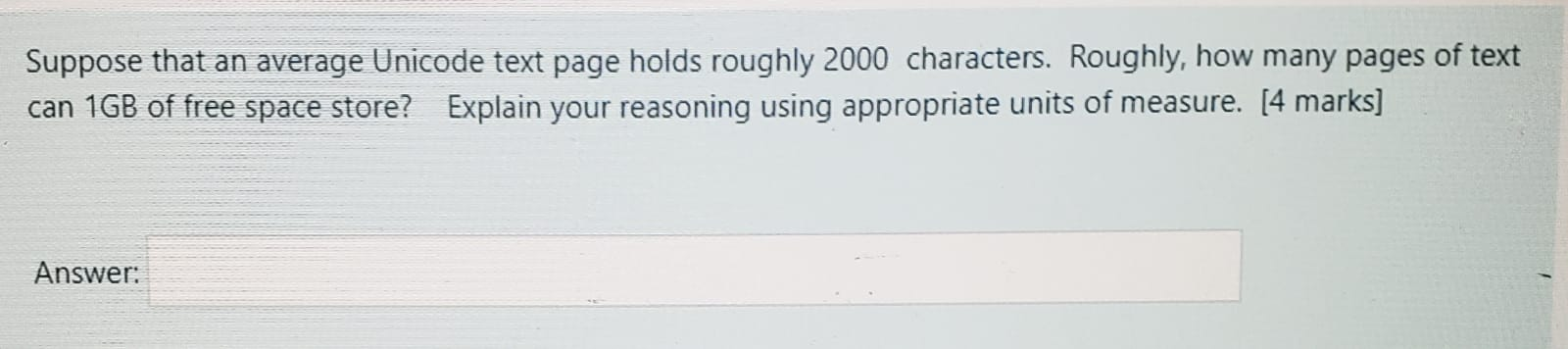 Solved Suppose that an average Unicode text page holds | Chegg.com