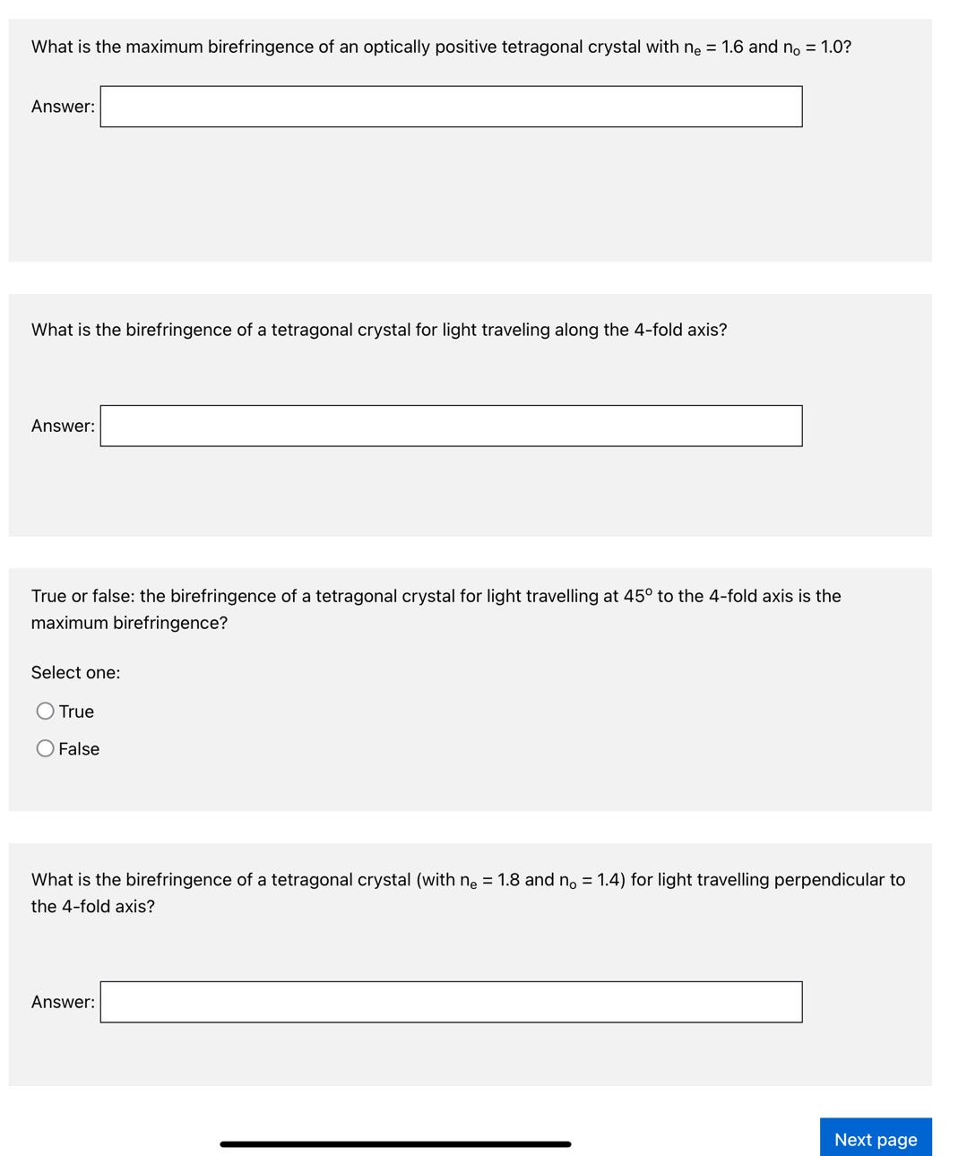 Solved What is the maximum birefringence of an optically | Chegg.com