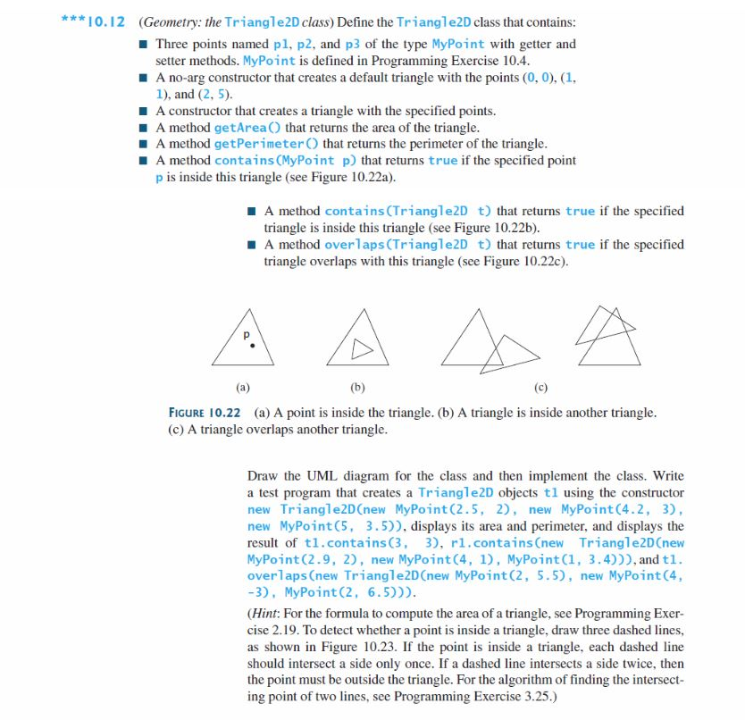 Solved 10.12 (Geometry the Triangle2D class) Define the | Chegg.com