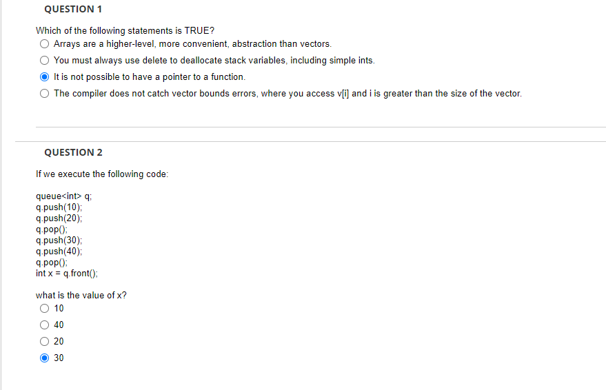 Solved Which of the following statements is TRUE? Arrays are | Chegg.com