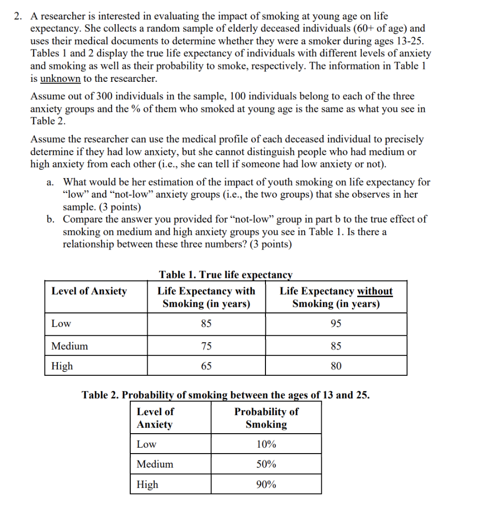 Solved 2. A researcher is interested in evaluating the | Chegg.com