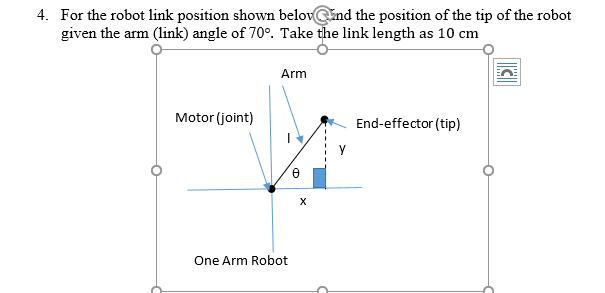 Solved 4. For the robot link position shown belo given the | Chegg.com