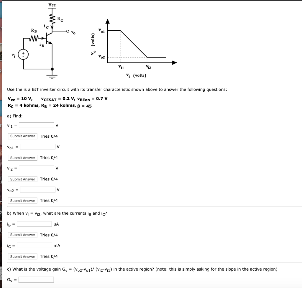 Solved RB Ron HO (sijos) Vi (volts) Use the is a BJT | Chegg.com