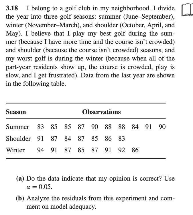 Solved 3.18 I belong to a golf club in my neighborhood. I | Chegg.com