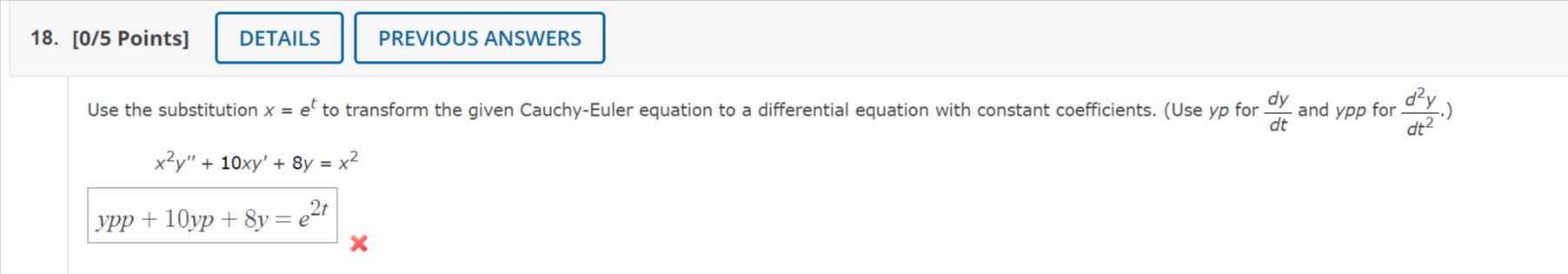 Solved Use the substitution x=et to transform the given | Chegg.com