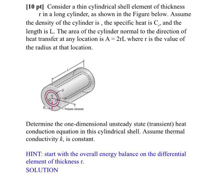 Solved [10 pt] Consider a thin cylindrical shell element of | Chegg.com