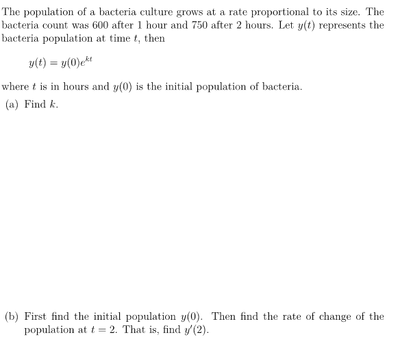 Solved The population of a bacteria culture grows at a rate | Chegg.com